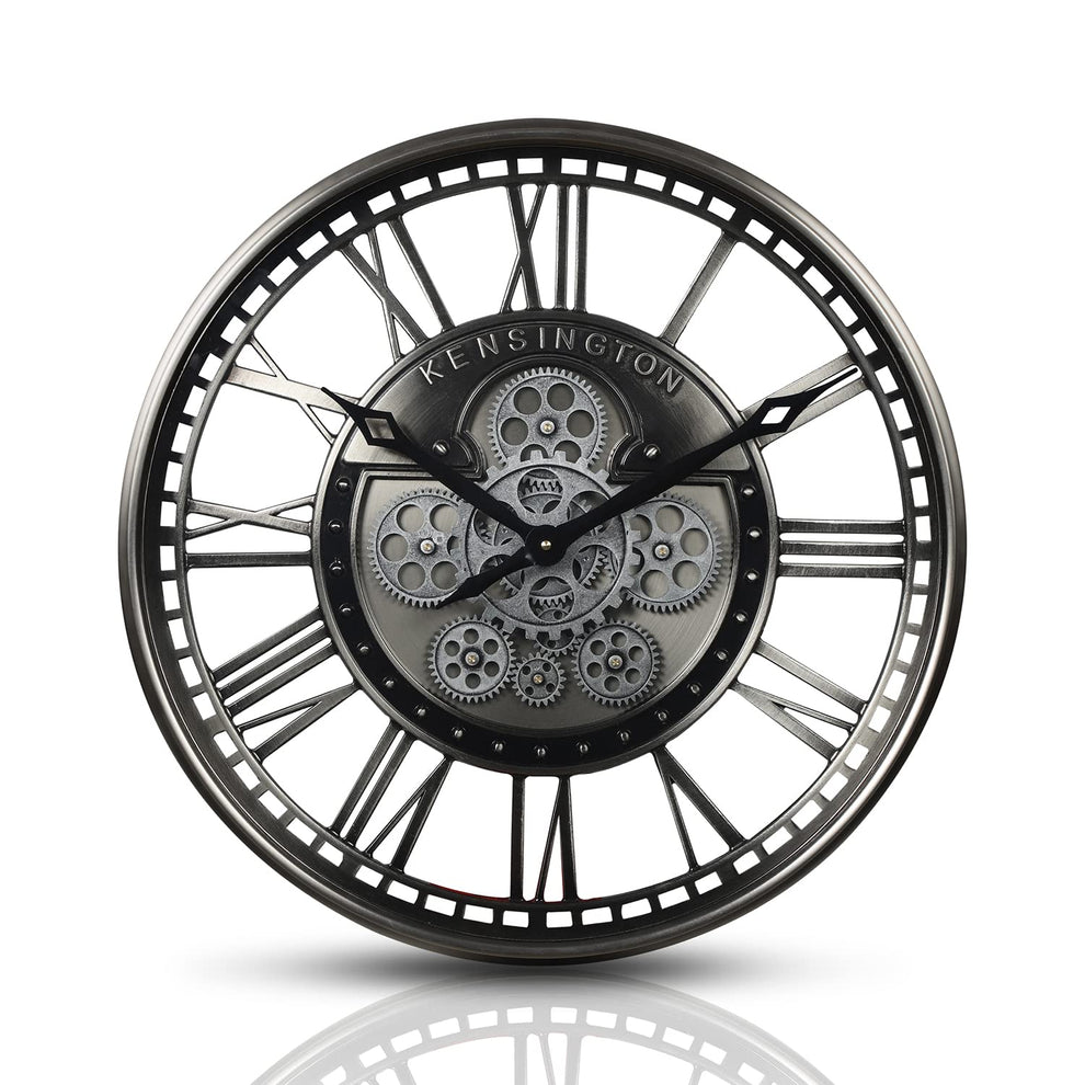 CLXEAST Modern Moving Gears Wall Clock for Living Room Decor,Industria ...
