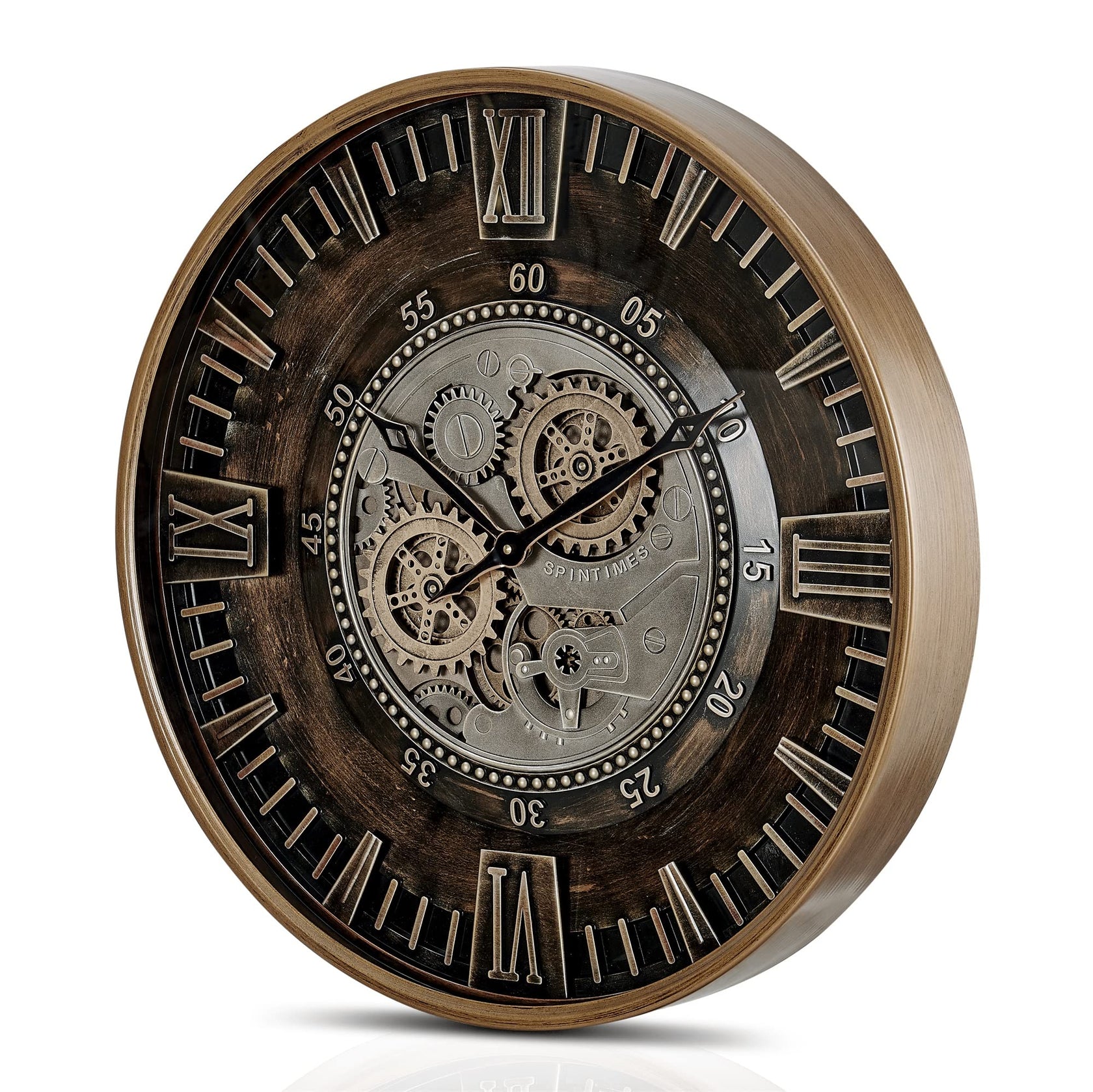 CLXEAST 24 Inch Large Real Moving Gear Wall Clock for Living Room Deco ...